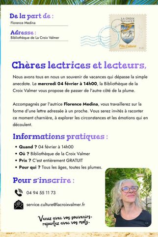 Writing workshop with Florence Medina | Cultural / Entertainment ...